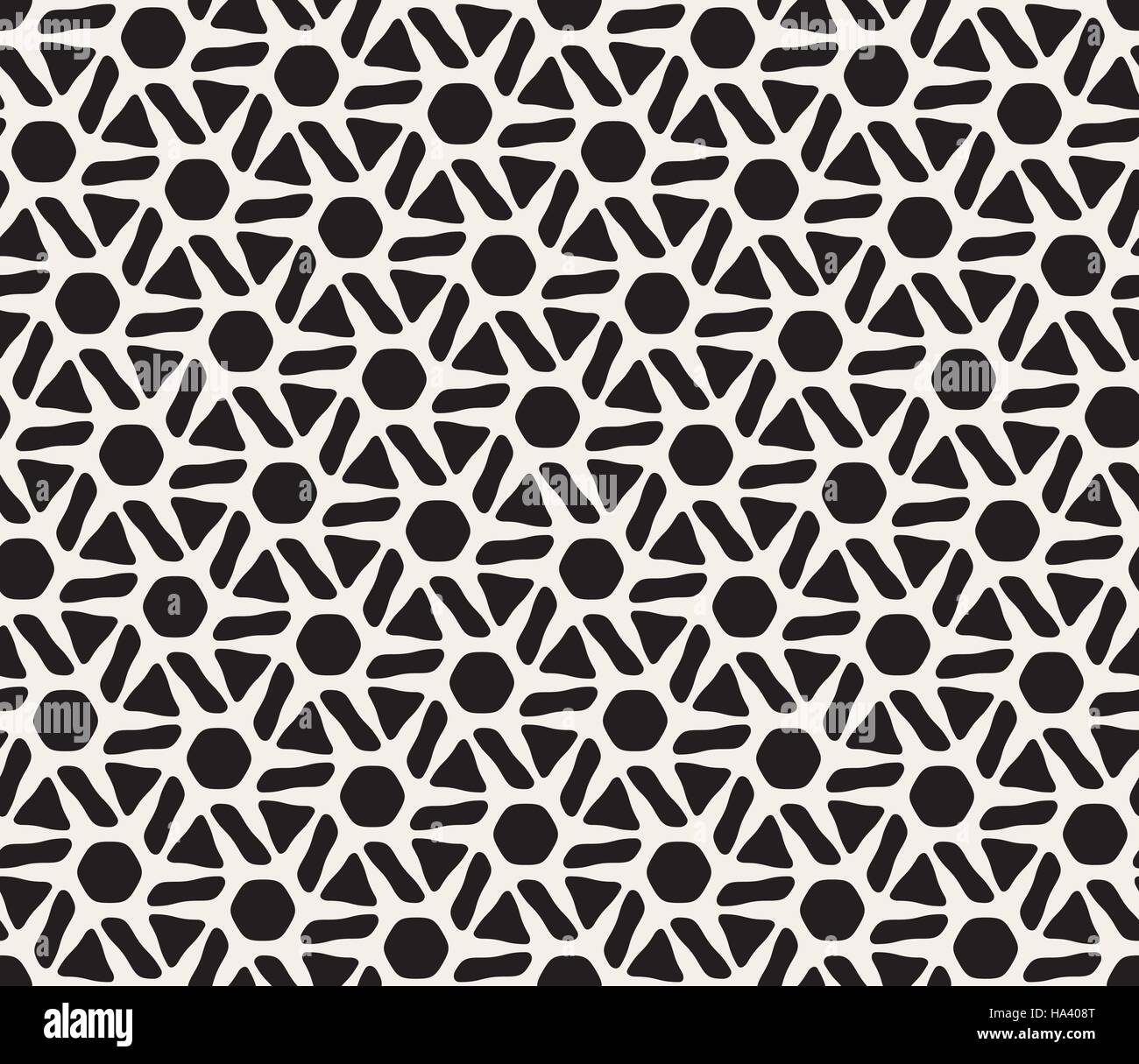 Vector Seamless Black And White Rounded Geometric Pattern Stock Vector ...