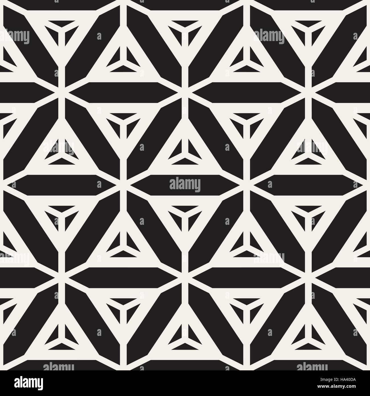 Vector Seamless Black And White Star Lines Grid Pattern Stock Vector ...