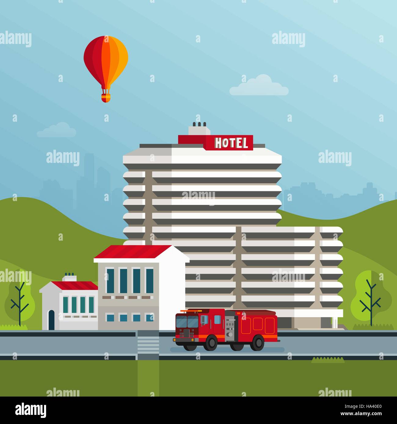 Vector Flat Style Cityscape Buildings Illustration Stock Vector Image ...