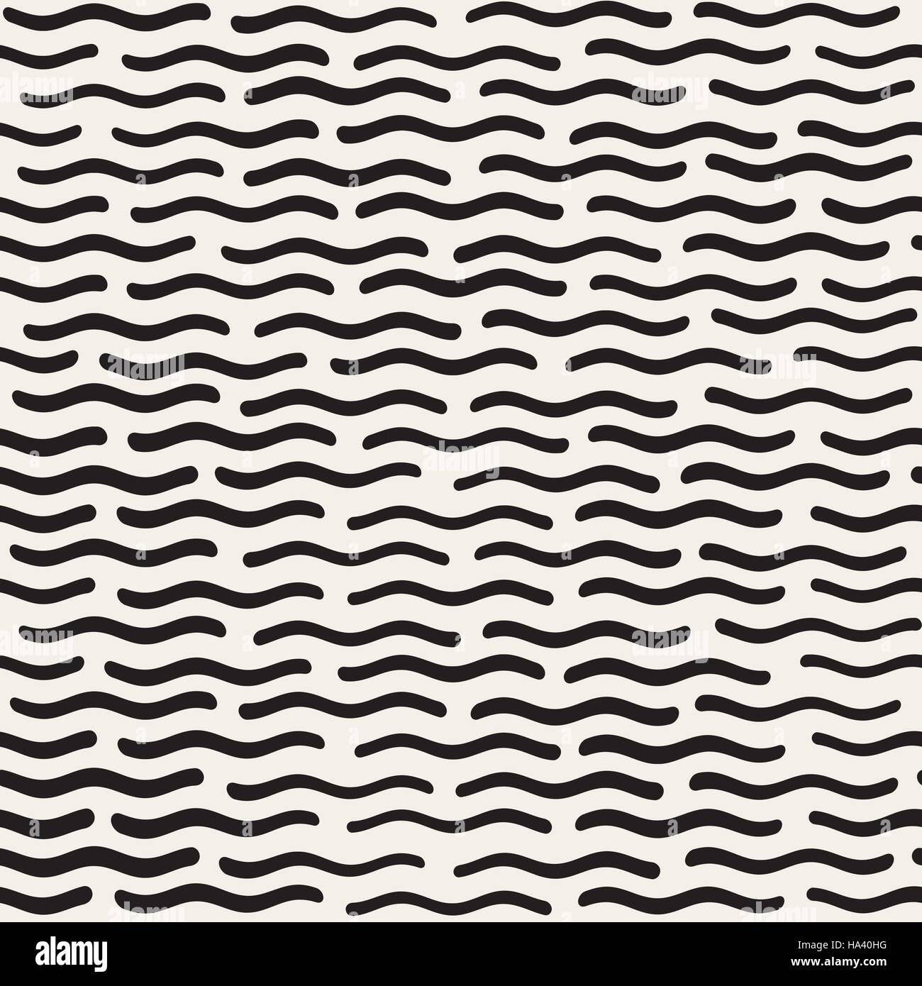 Vector Seamless Hand Drawn Wavy Horizontal Lines Pattern Stock Vector ...