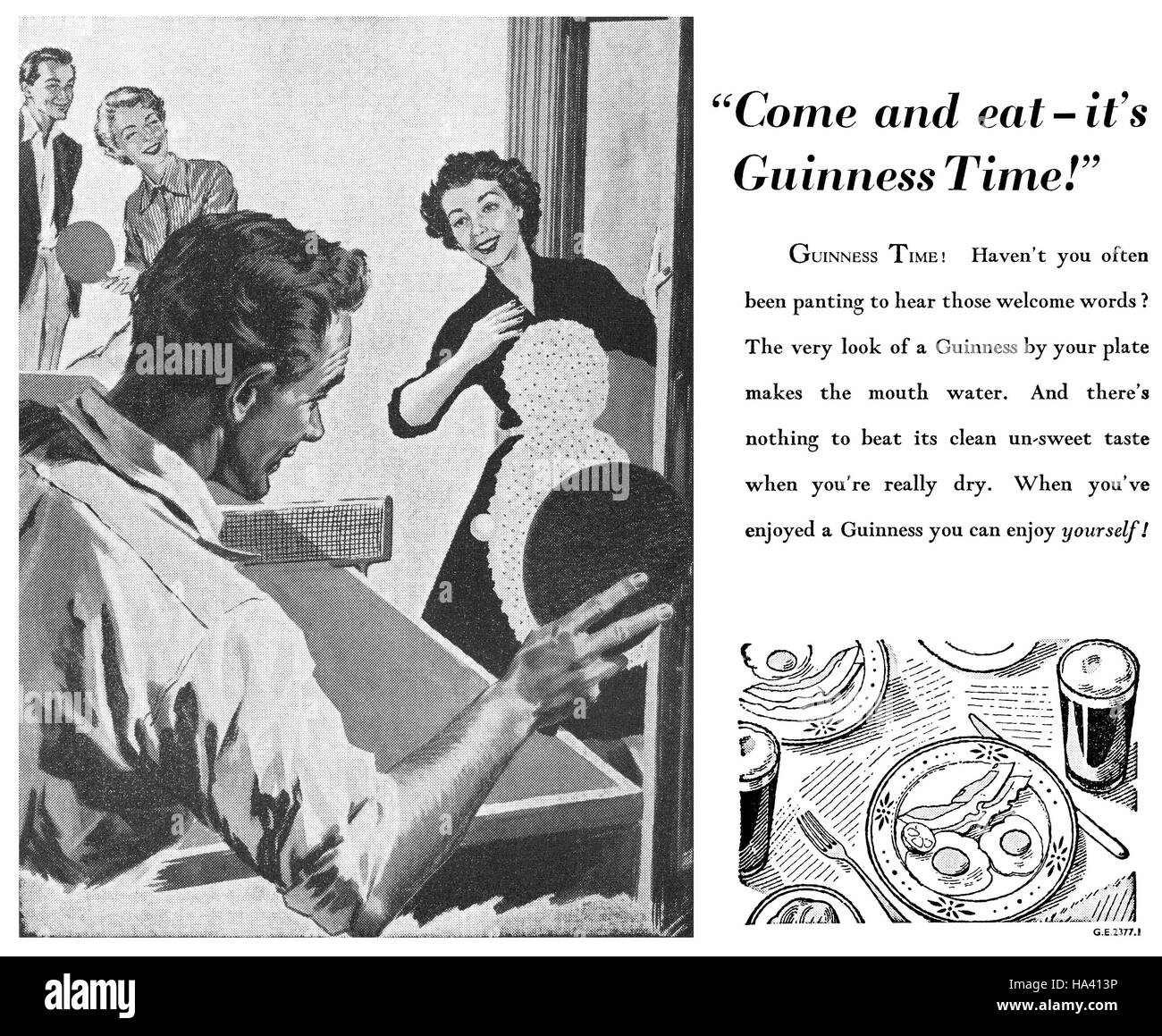 1954 British advertisement for Guinness stout beer Stock Photo - Alamy