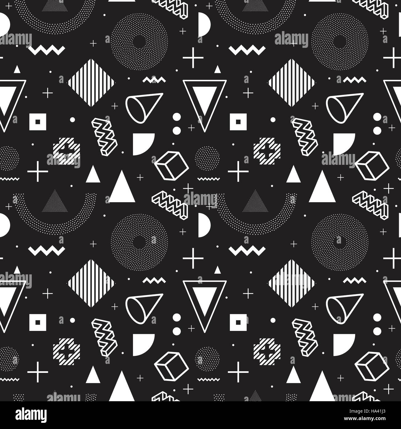 80s retro seamless pattern. 1990 background style. Mathematical pattern ...