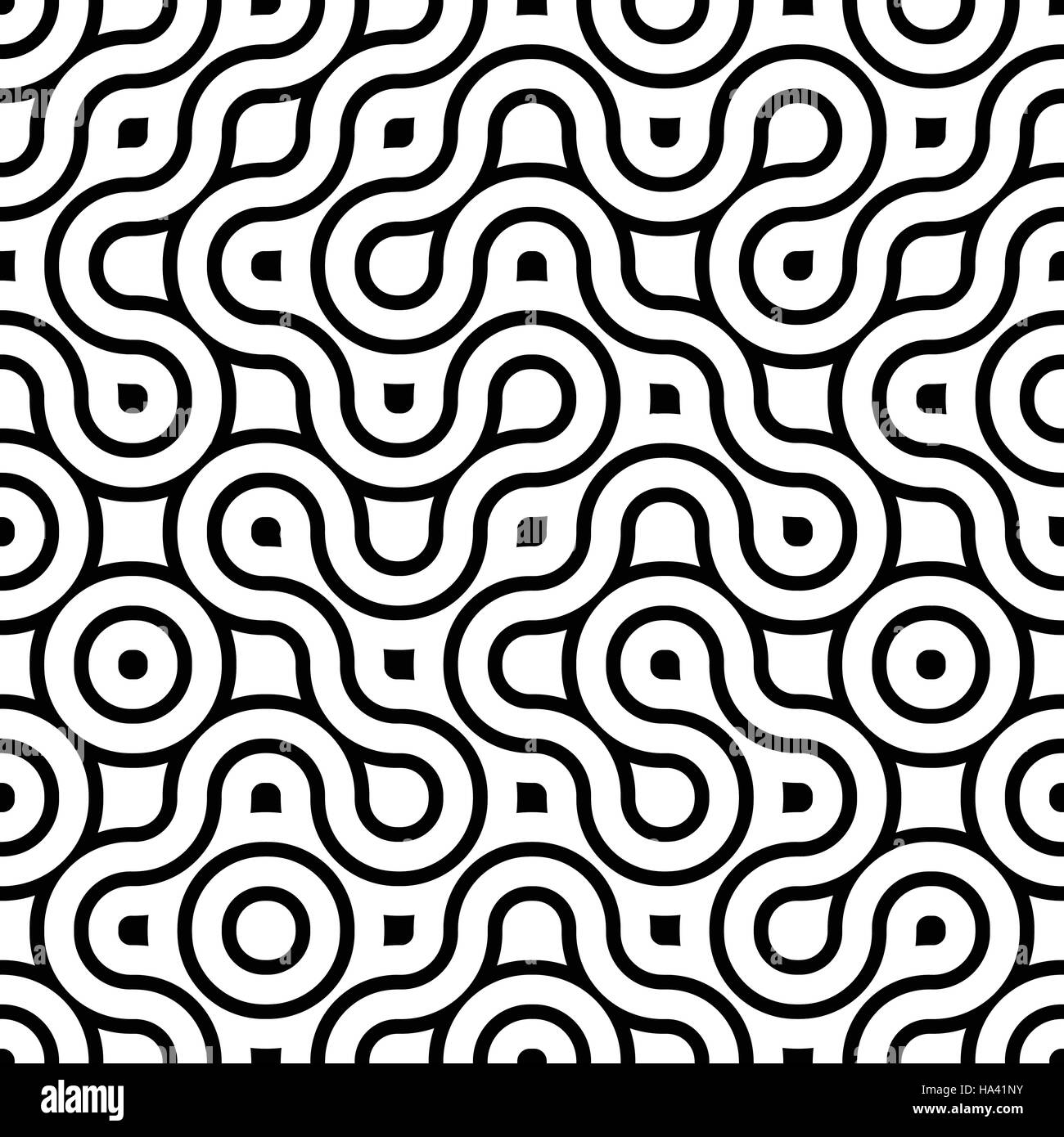 Vector Seamless Black And White Rounded Irregular Endless Maze Lines ... Vector Seamless Black And White Rounded Irregular Endless Maze Lines ...