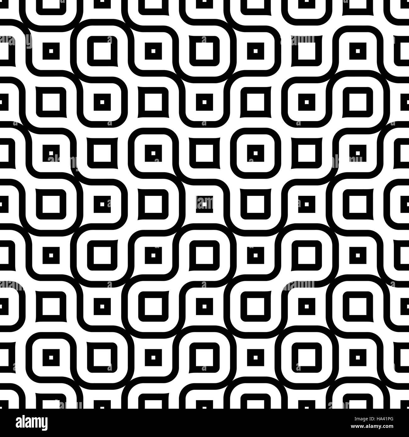 Vector seamless black and white tangled round stripes geometric vintage ...