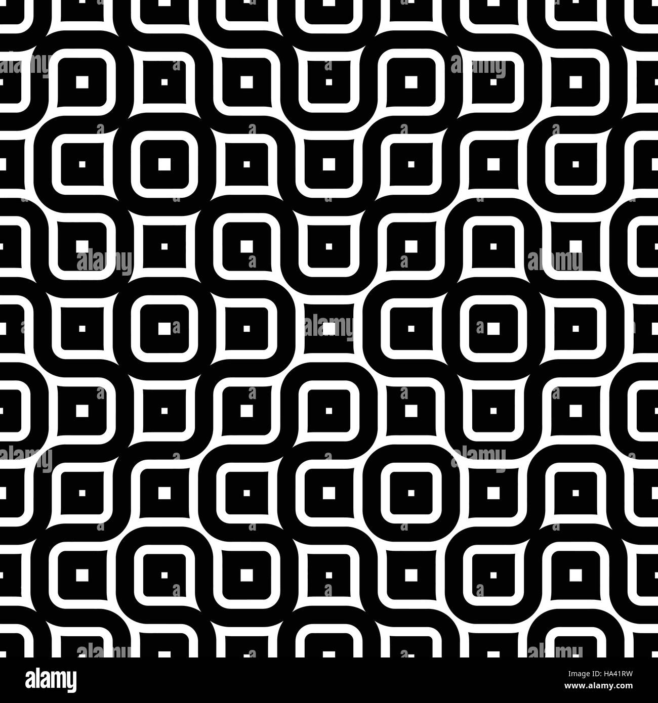 Vector seamless black and white tangled round stripes geometric vintage ...