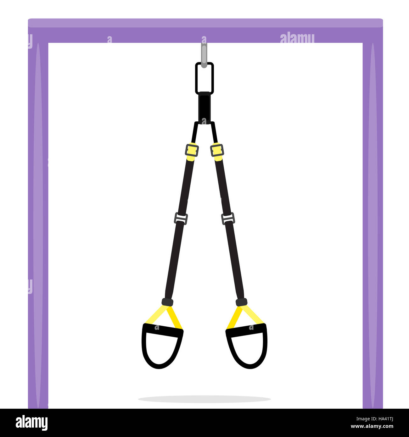TRX hanging on bar. Equipment for stretch gymnastic, working workout ...