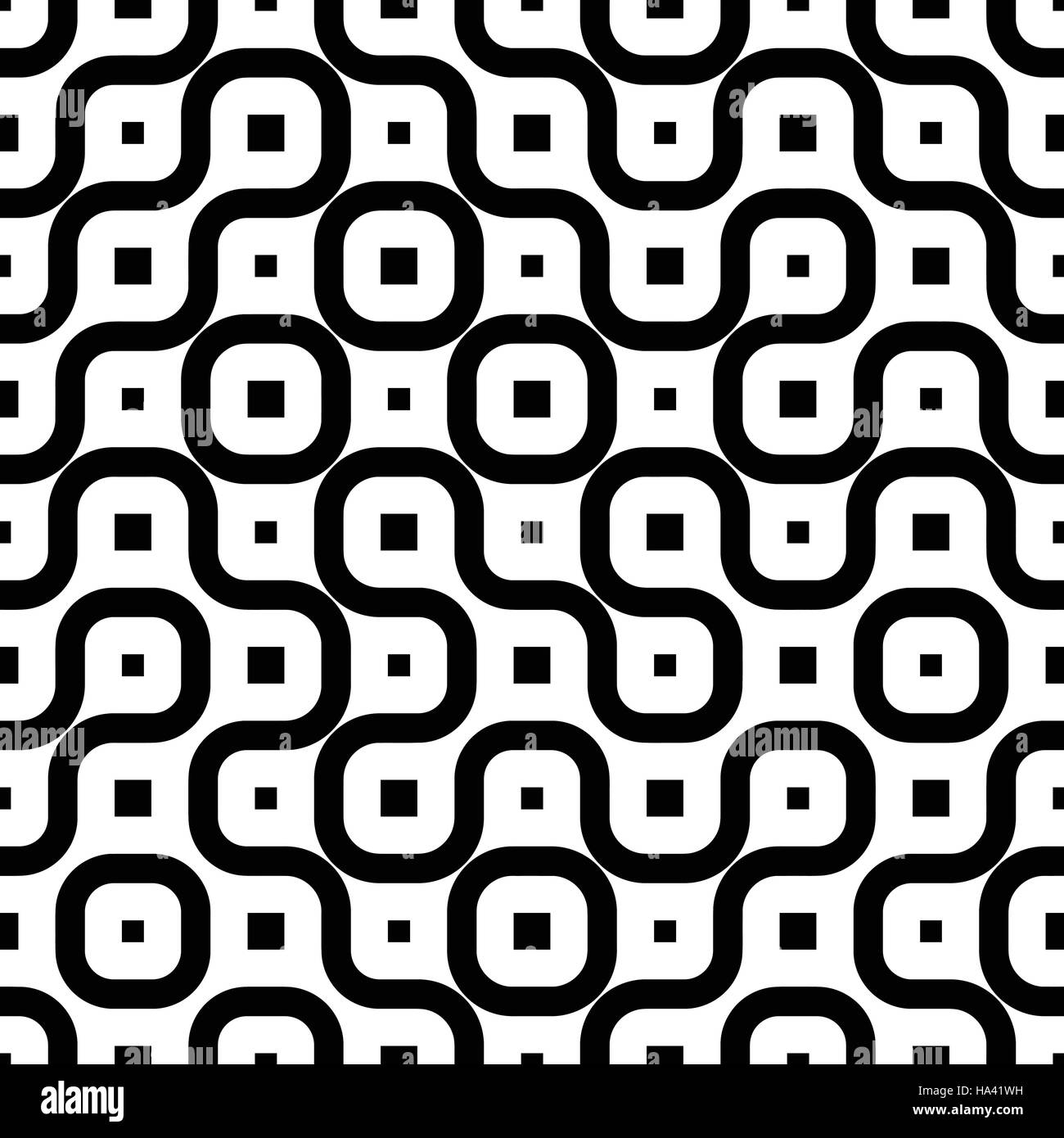 Vector seamless black and white tangled round stripes geometric vintage ...