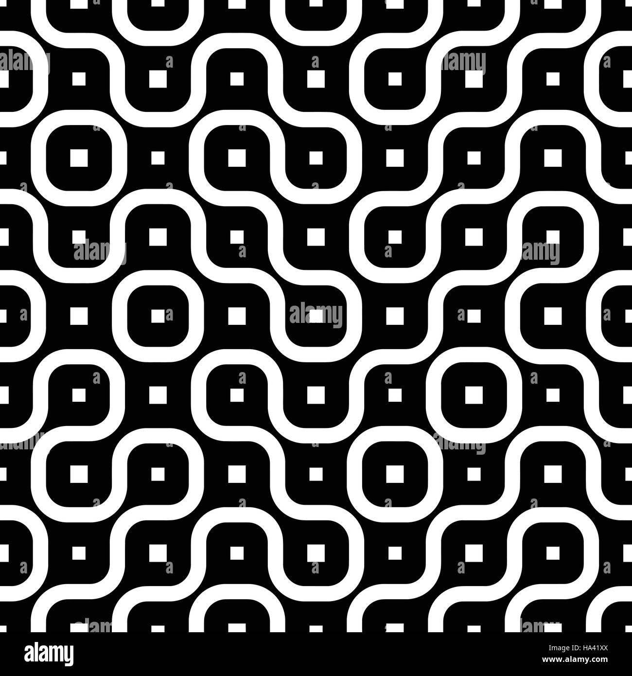 Vector seamless black and white tangled round stripes geometric vintage ...