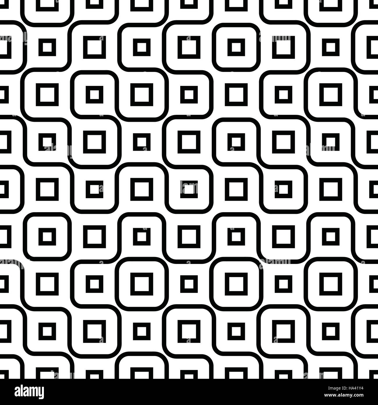 Vector seamless black and white tangled round stripes geometric vintage ...