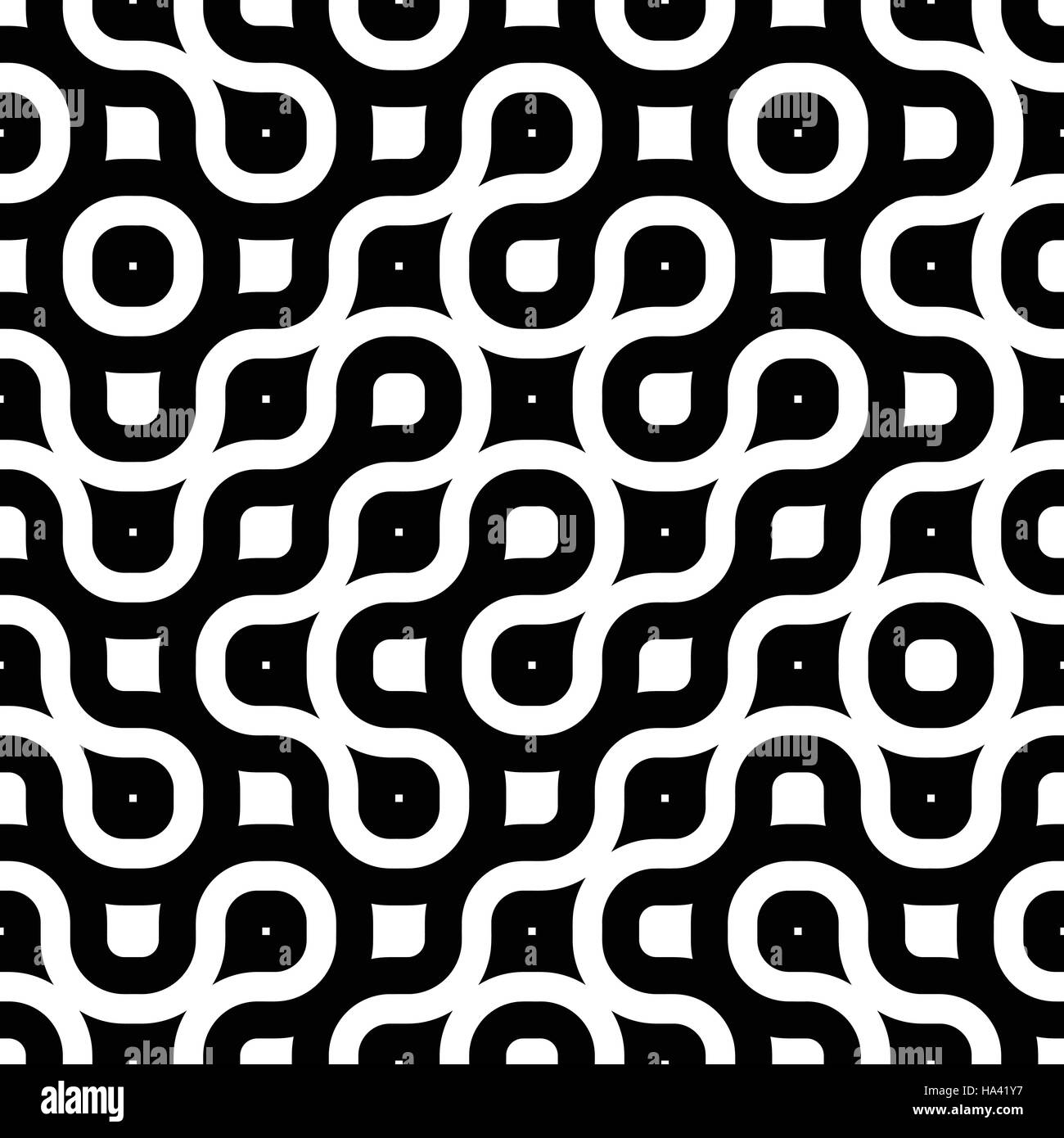 Vector seamless black and white tangled round stripes geometric vintage ...