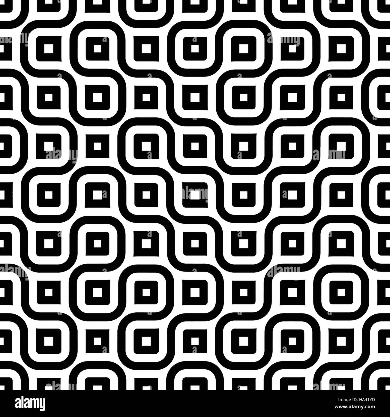 Vector seamless black and white tangled round stripes geometric vintage ...