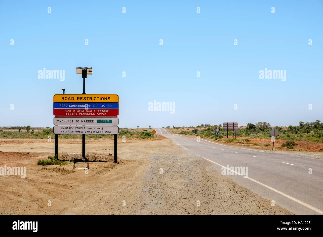 Road signs on the Oodnadatta Track leading out of Marree in Outback ...