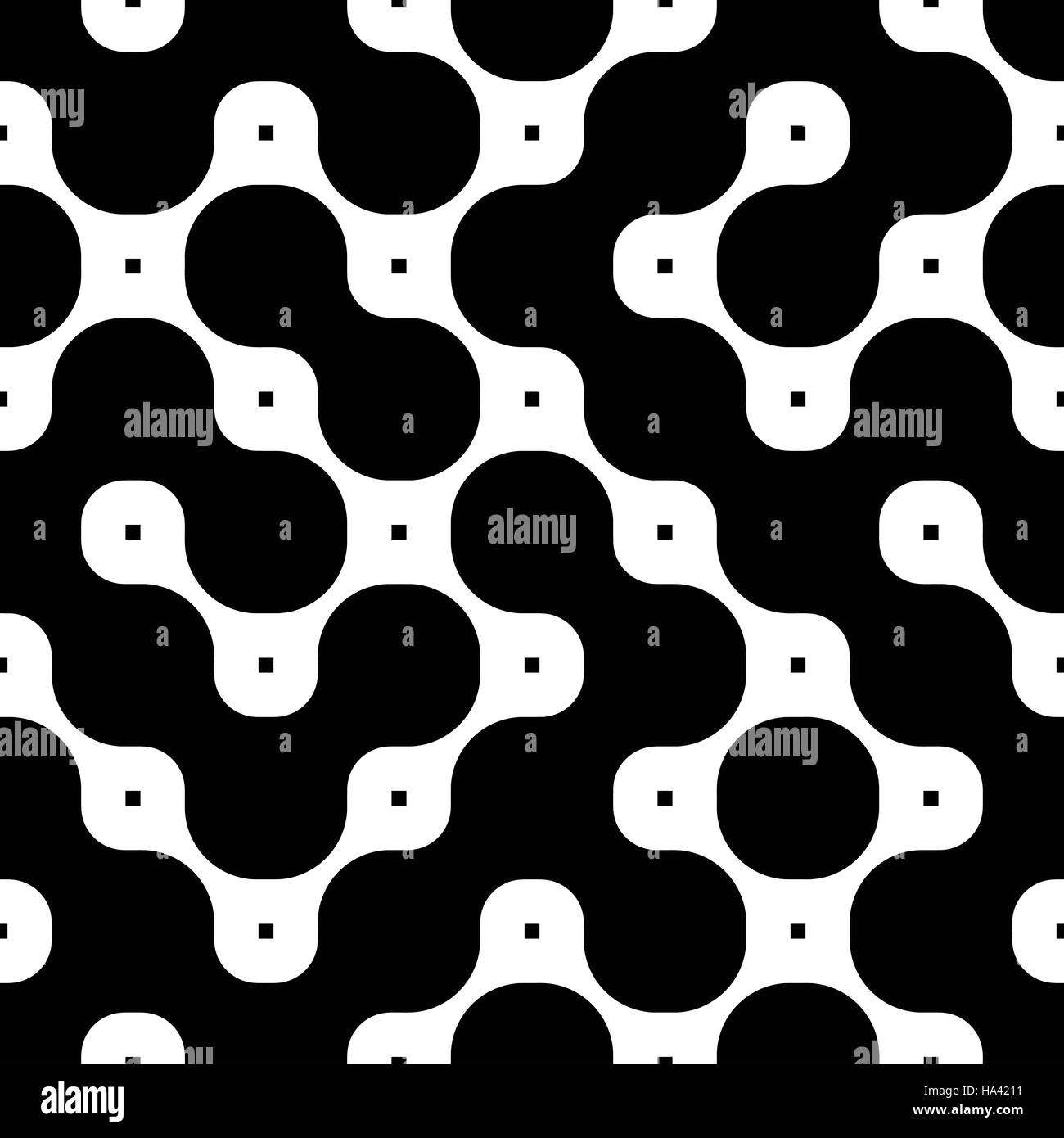 Vector seamless black and white tangled round stripes geometric vintage ...