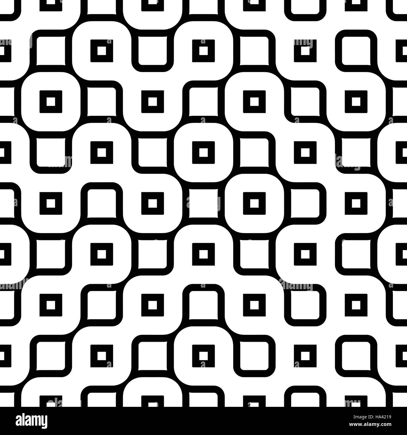 Vector seamless black and white tangled round stripes geometric vintage ...