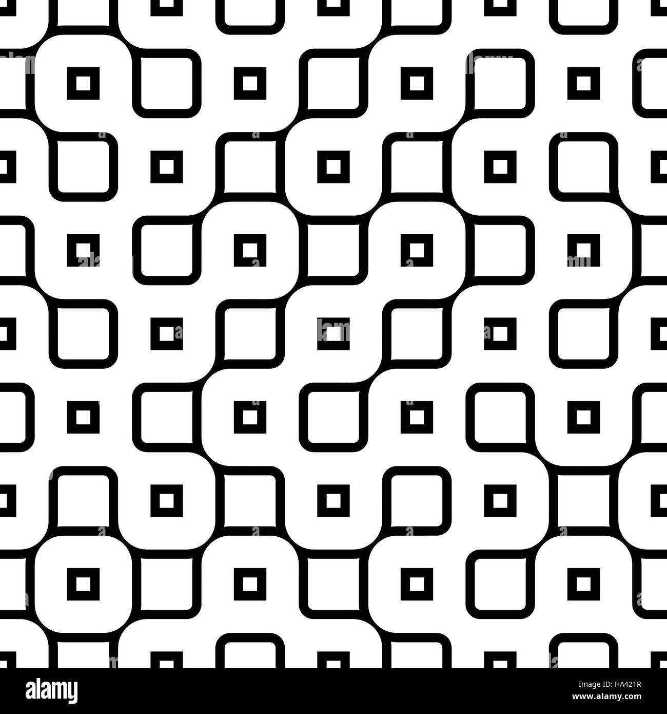 Vector seamless black and white tangled round stripes geometric vintage ...