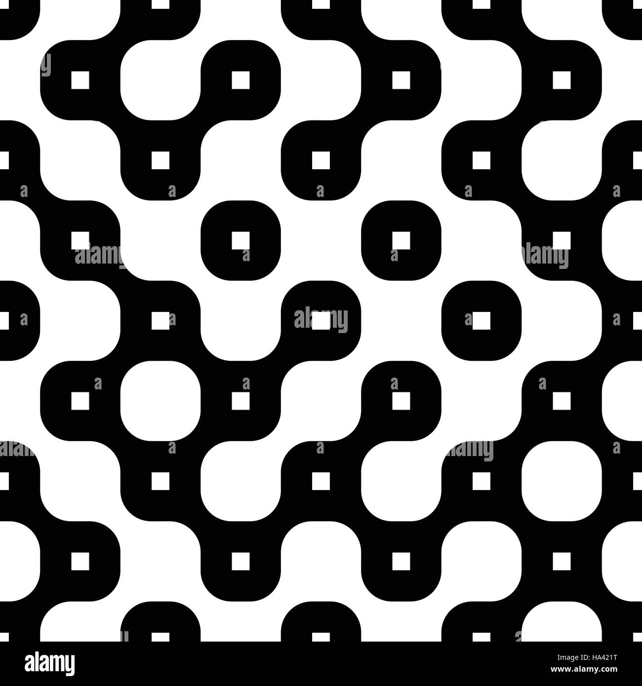 Vector seamless black and white tangled round stripes geometric vintage ...