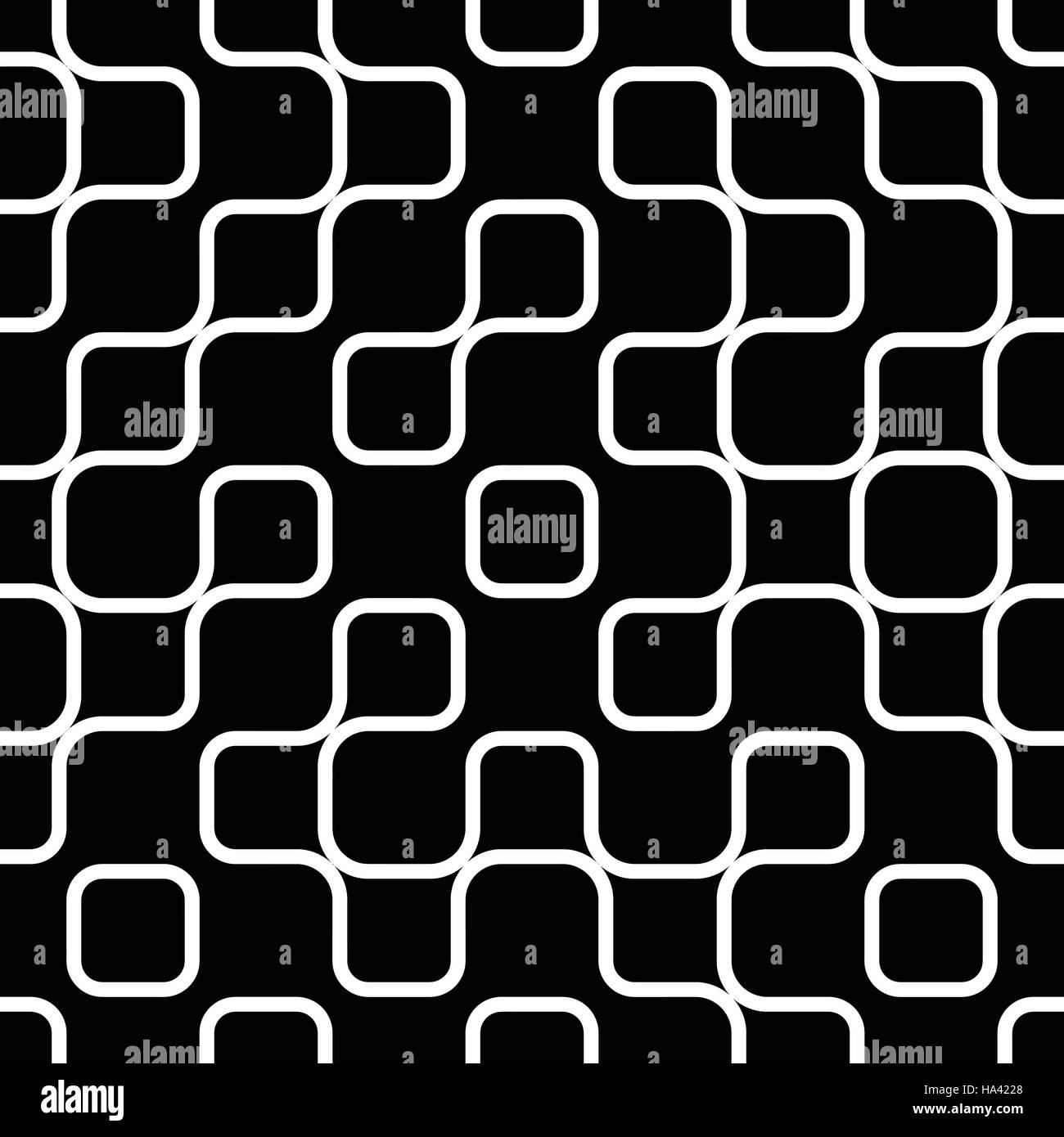 Vector seamless black and white tangled round stripes geometric vintage ...