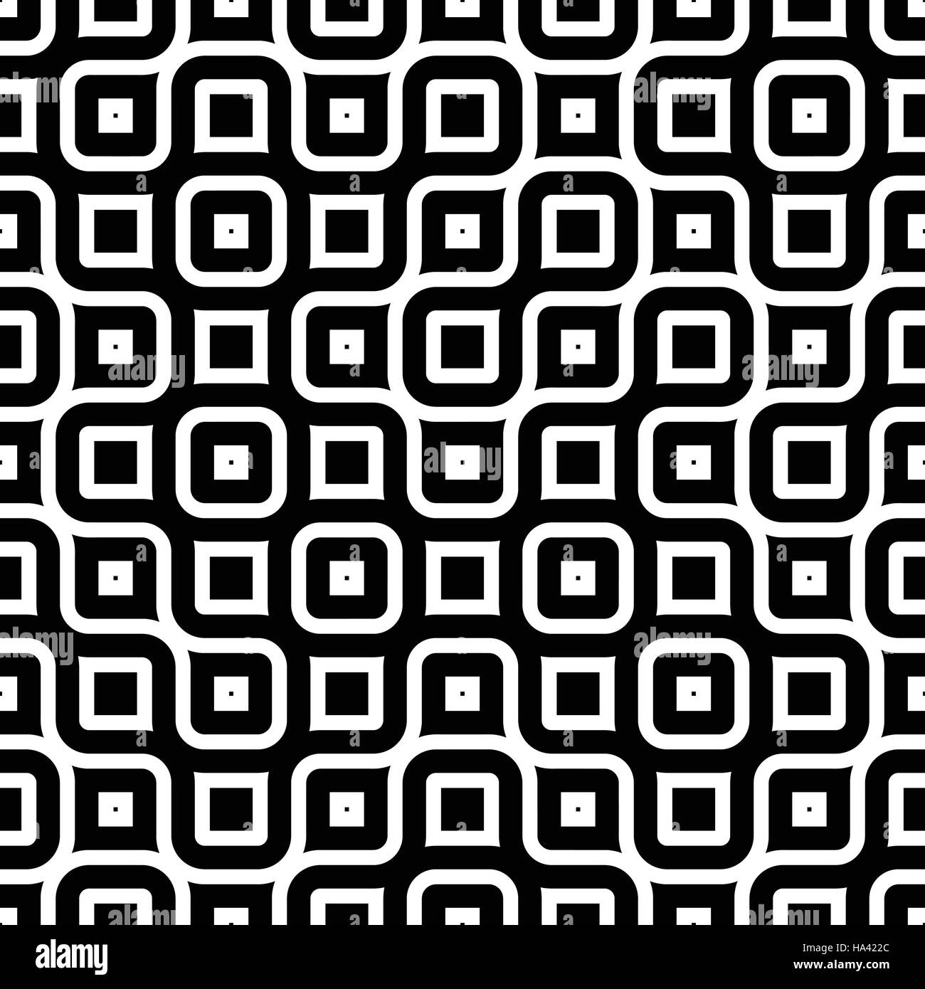 Vector seamless black and white tangled round stripes geometric vintage ...