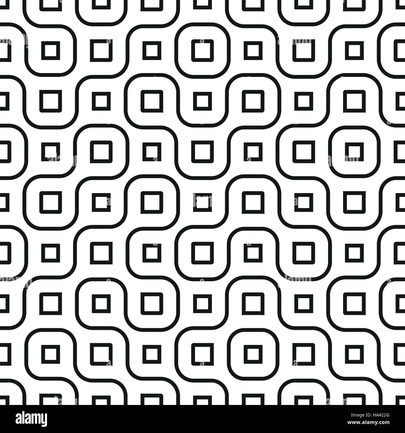 Vector seamless black and white tangled round stripes geometric vintage ...