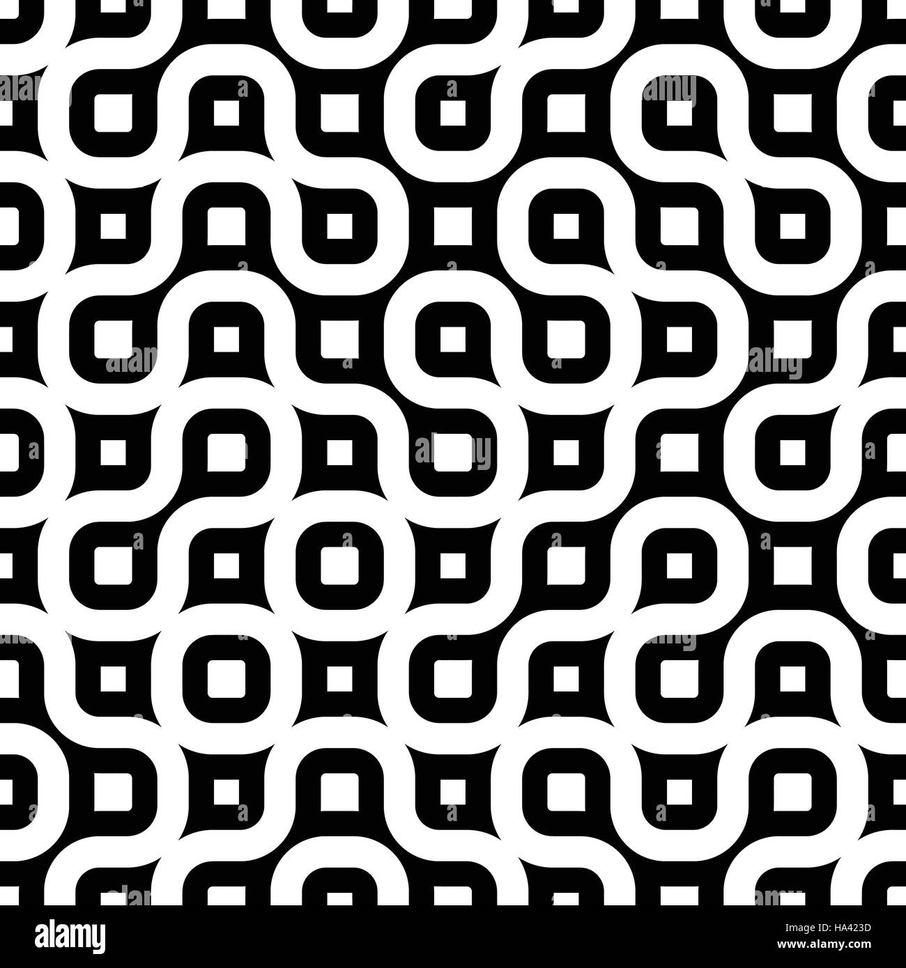 Vector seamless black and white tangled round stripes geometric vintage ...