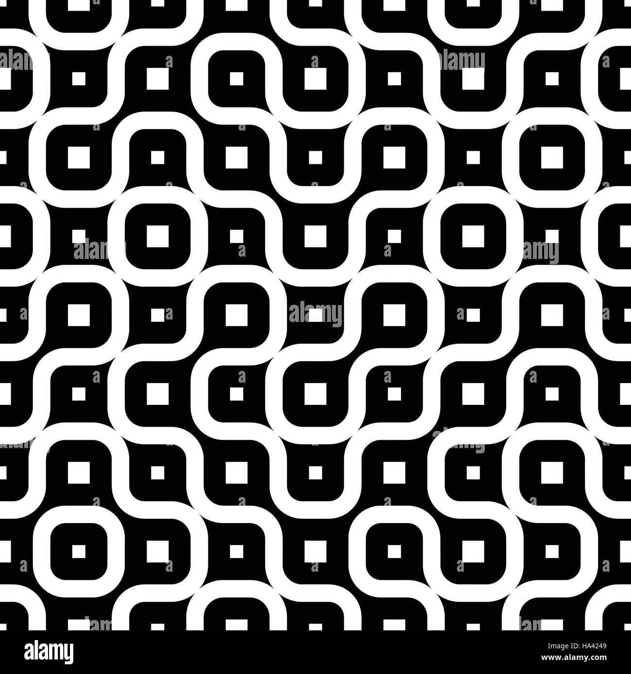 Vector seamless black and white tangled round stripes geometric vintage ...