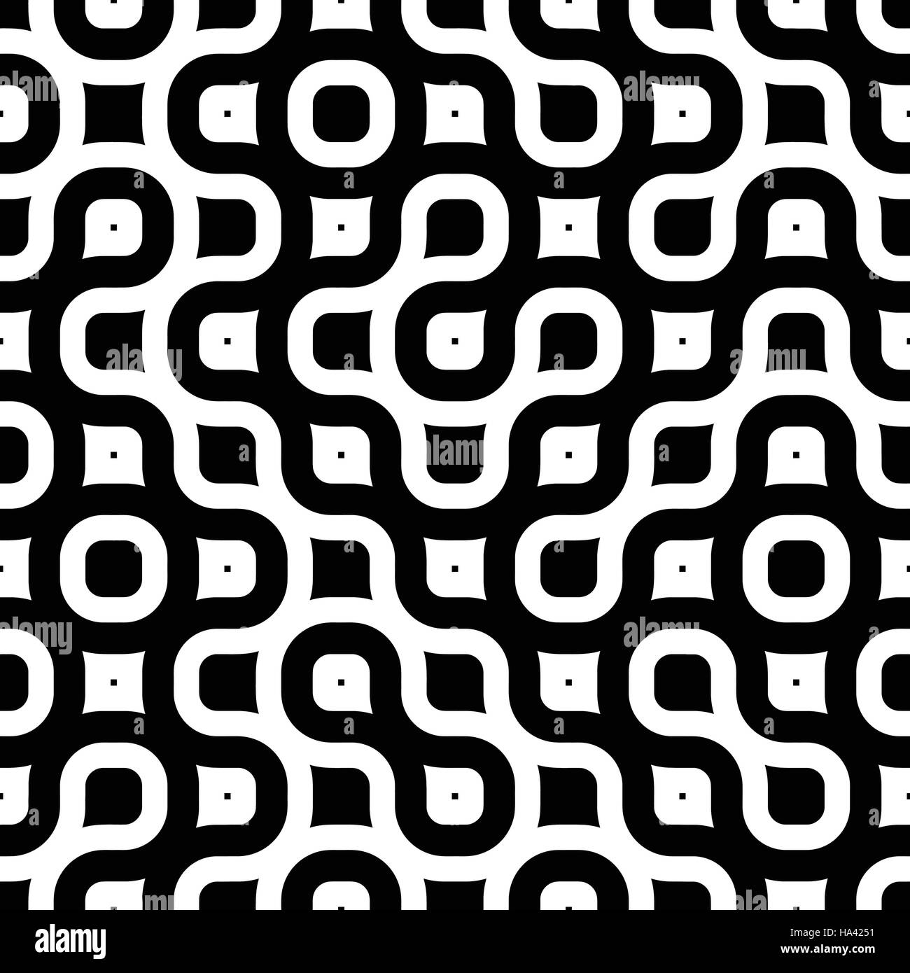 Vector seamless black and white tangled round stripes geometric vintage ...