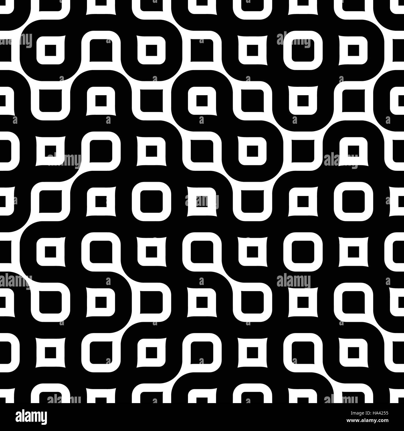 Vector seamless black and white tangled round stripes geometric vintage ...