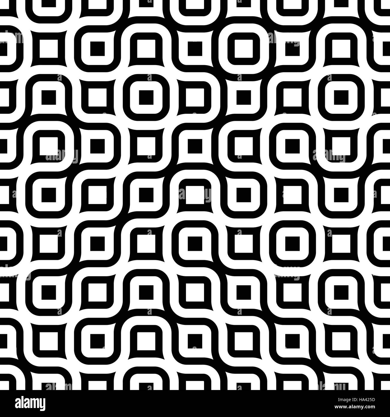 Vector seamless black and white tangled round stripes geometric vintage ...