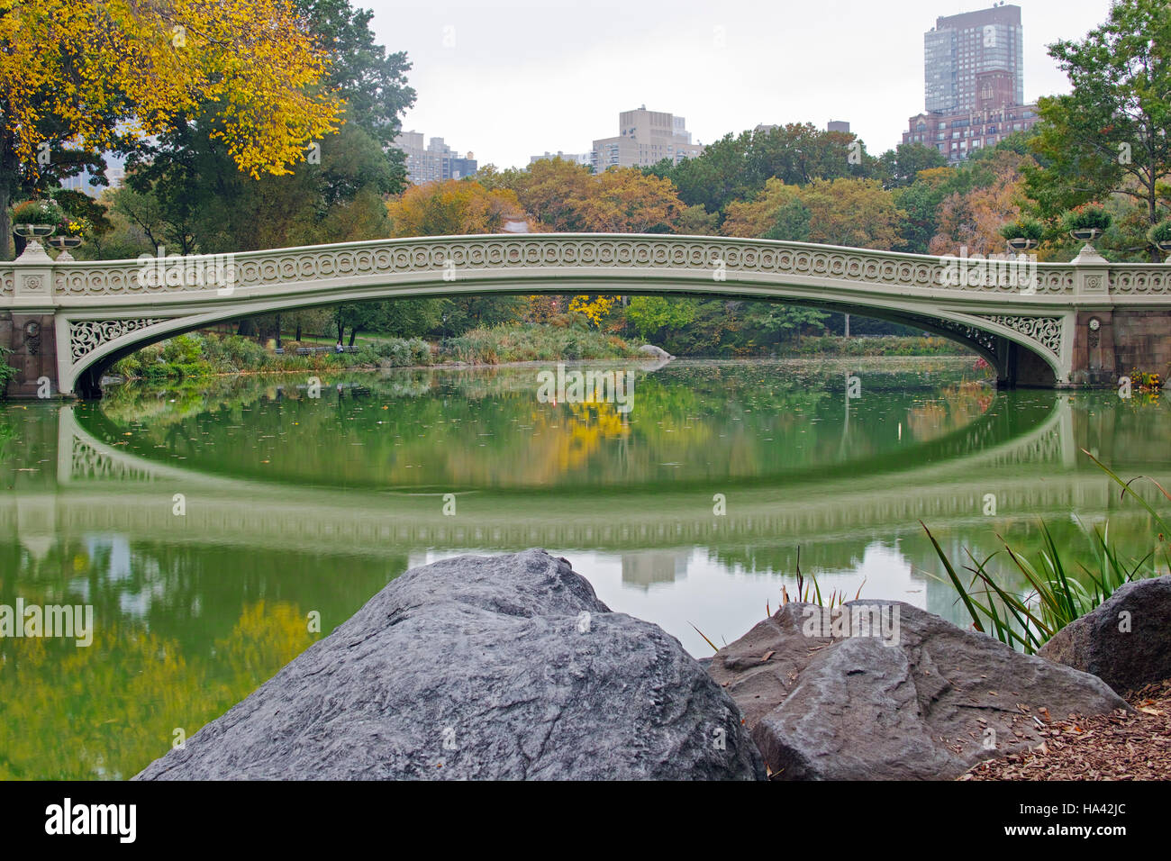 The Bow Bridge is a cast iron bridge located in Central Park, New York ...