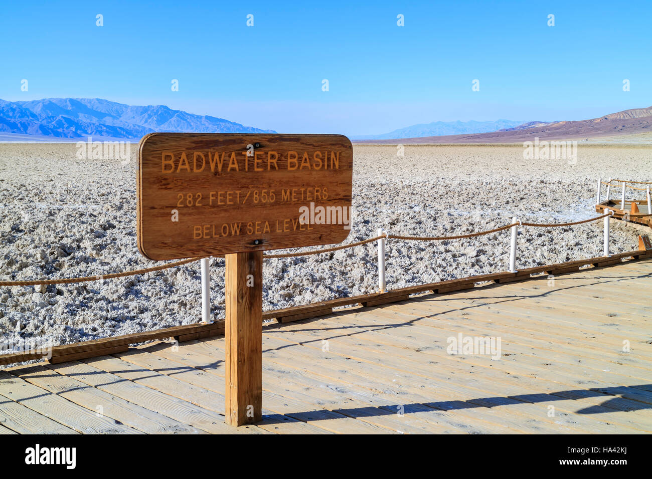Death valley badwater sign basin national park hi-res stock photography ...