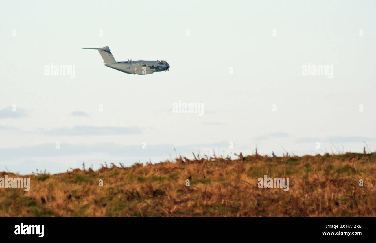 RAF Atlas Transport on test over Filey Brigg Stock Photo - Alamy