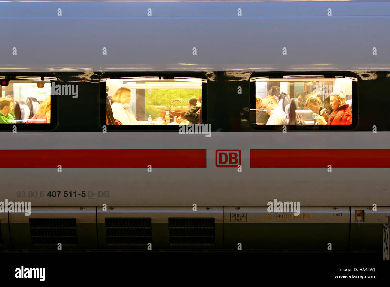 Passengers in a ICE train, Munich, Upper Bavaria, Germany, Europe Stock ...