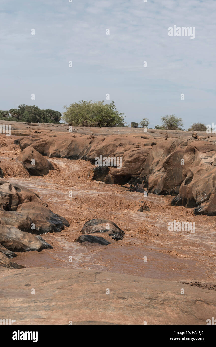 Lugard's Falls on the Galena River in Tsavo East National Park Stock ...