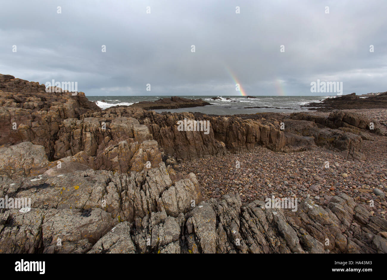 Village of Findochty, Scotland. Picturesque view of the Moray coastline ...