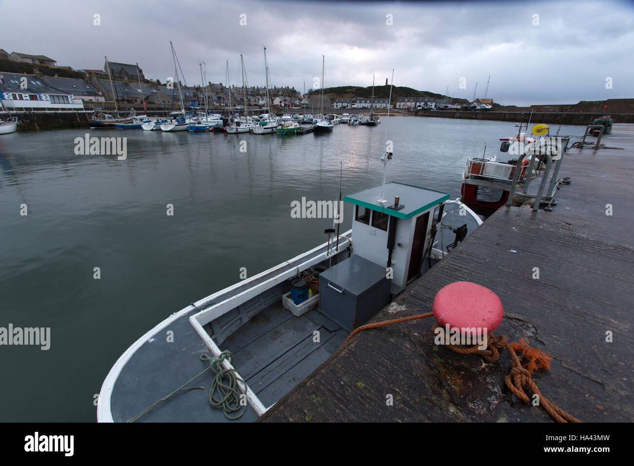 Village of Findochty, Scotland. Picturesque dusk view of Findochty ...