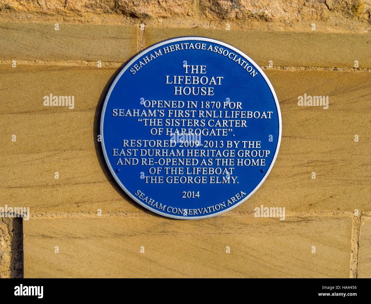 Blue Plaque at Seaham Harbour recording the Lifeboat House opened in ...