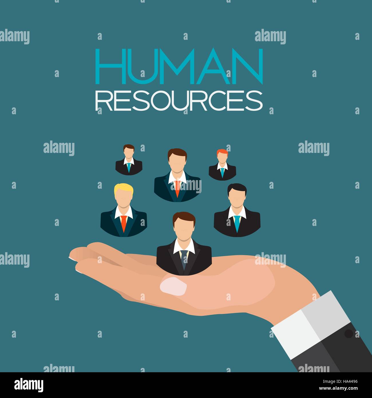 Human Resources Concept Flat Design. Vector Illustration Stock Vector ...