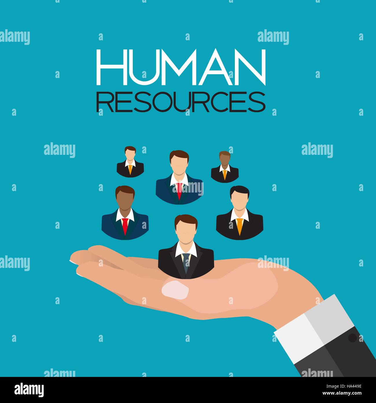 Human Resources Concept Flat Design. Vector Illustration Stock Vector ...