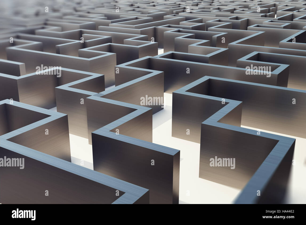 3d illustration cocrete labyrinth, complex problem solving concept ...