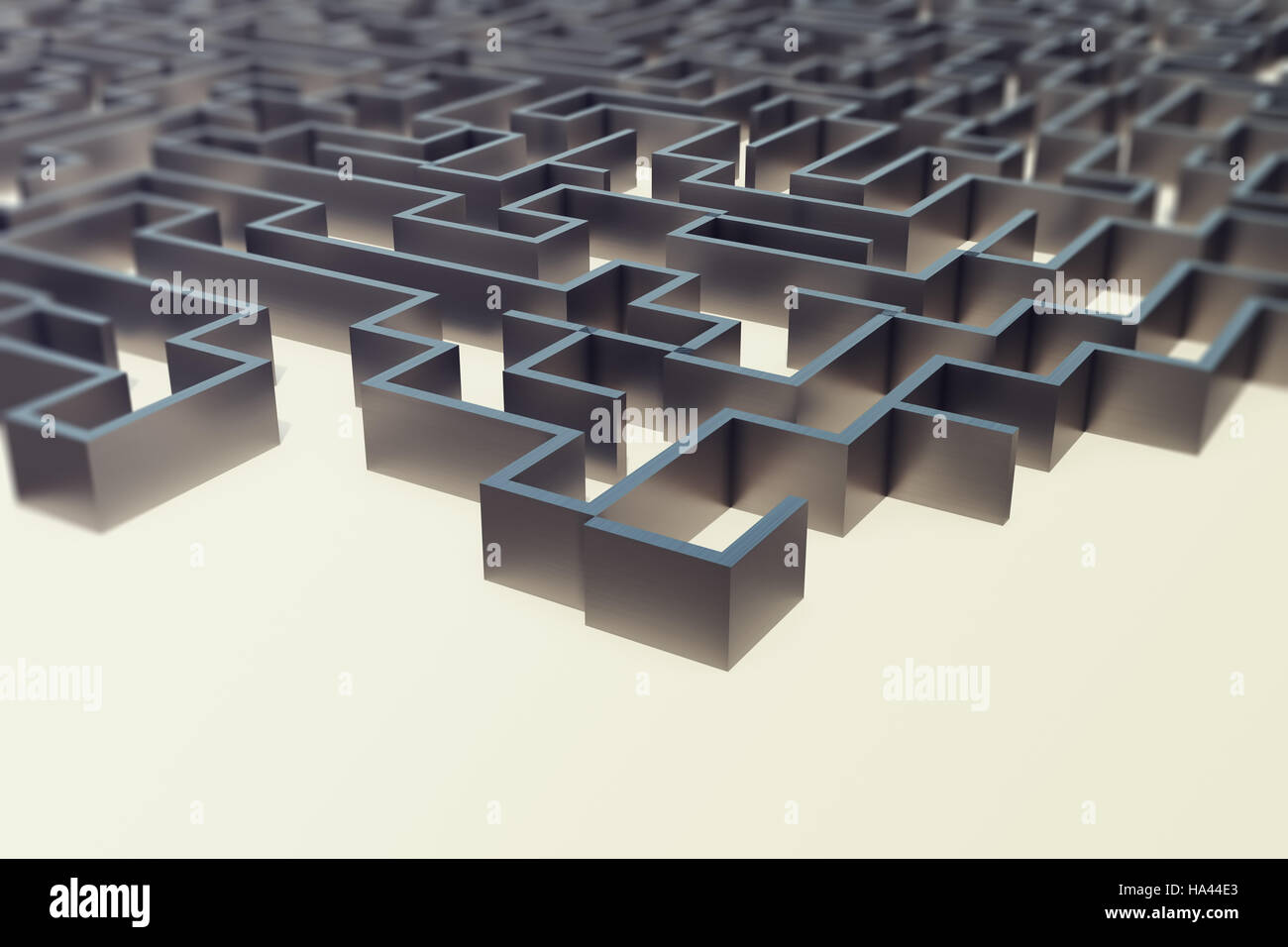 3d illustration cocrete labyrinth, complex problem solving concept ...
