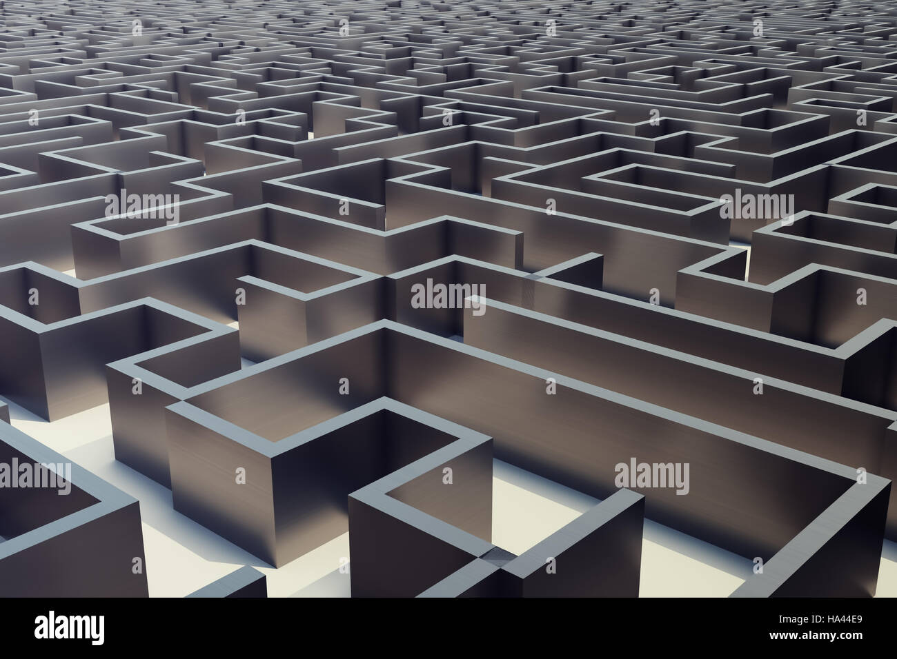 3d illustration cocrete labyrinth, complex problem solving concept ...