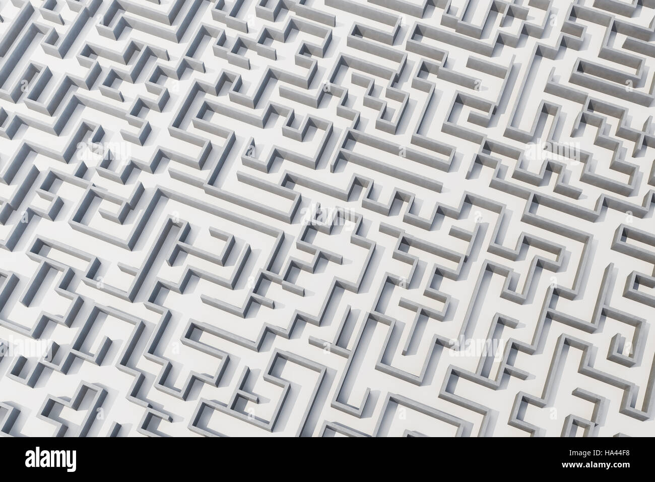 3d illustration cocrete labyrinth, complex problem solving concept ...