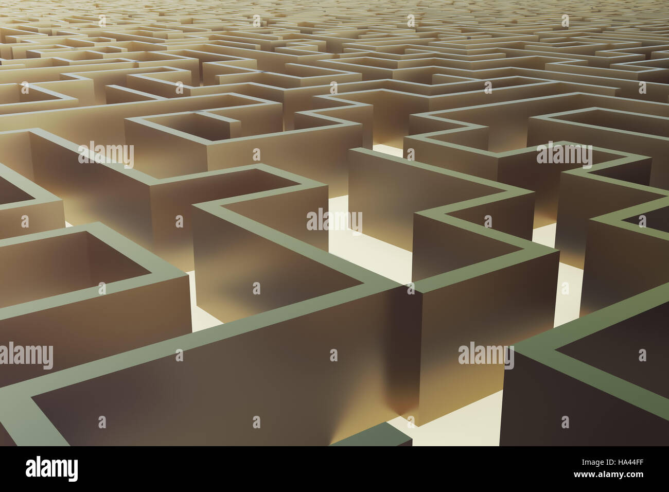 3d illustration gold labyrinth, complex problem solving concept Stock ...