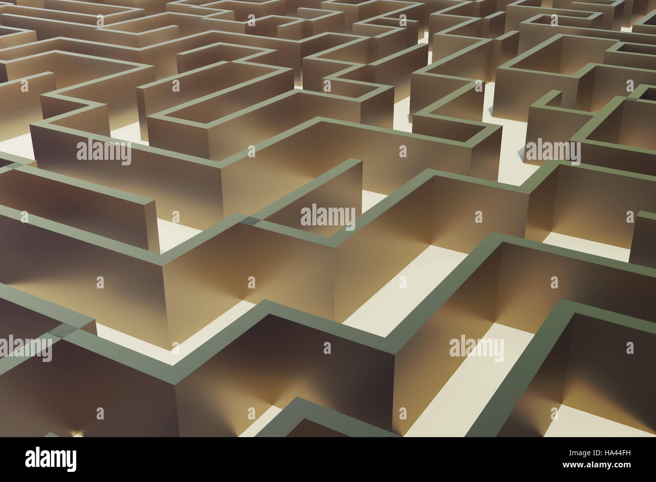 3d illustration gold labyrinth, complex problem solving concept Stock ...