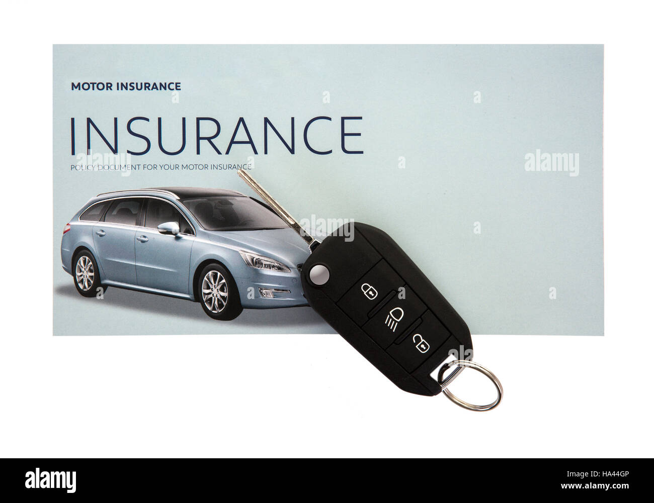 Certificate of motor insurance and policy schedule with car key Stock ...