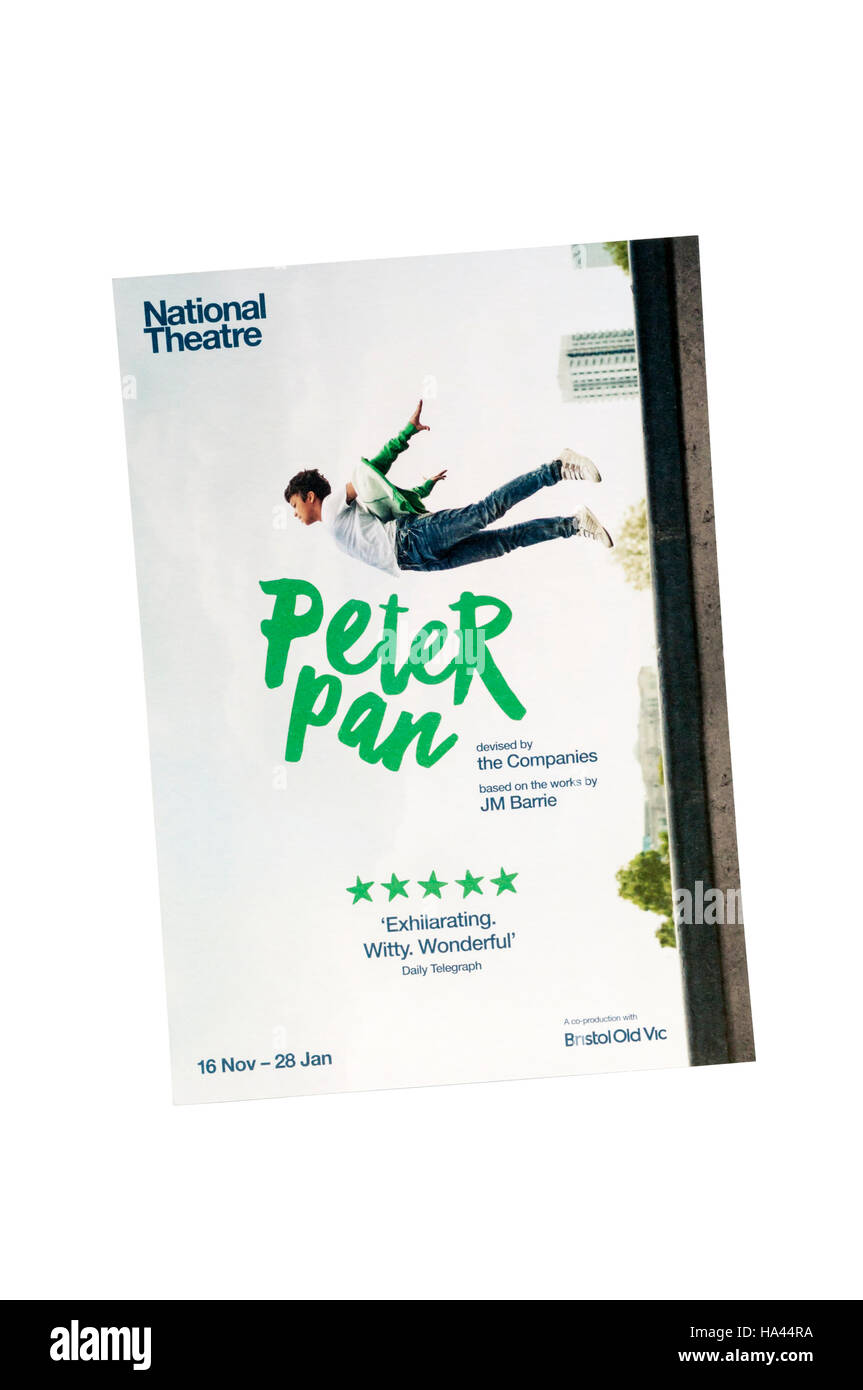Promotional flyer for 2016 National Theatre production of Peter Pan by ...