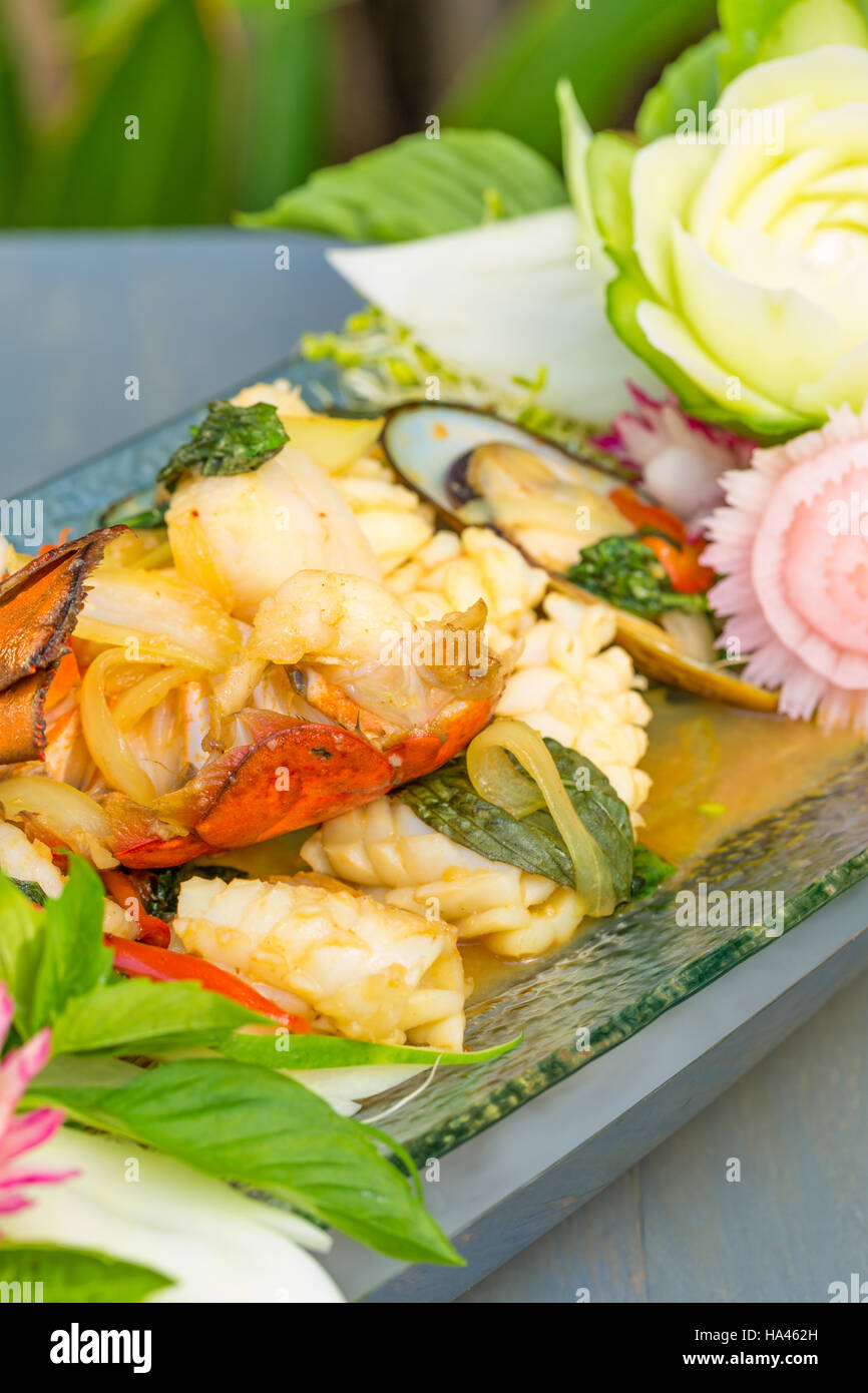 Angry Ocean is a Thai dish of steamed lobster and scallops Stock Photo ...