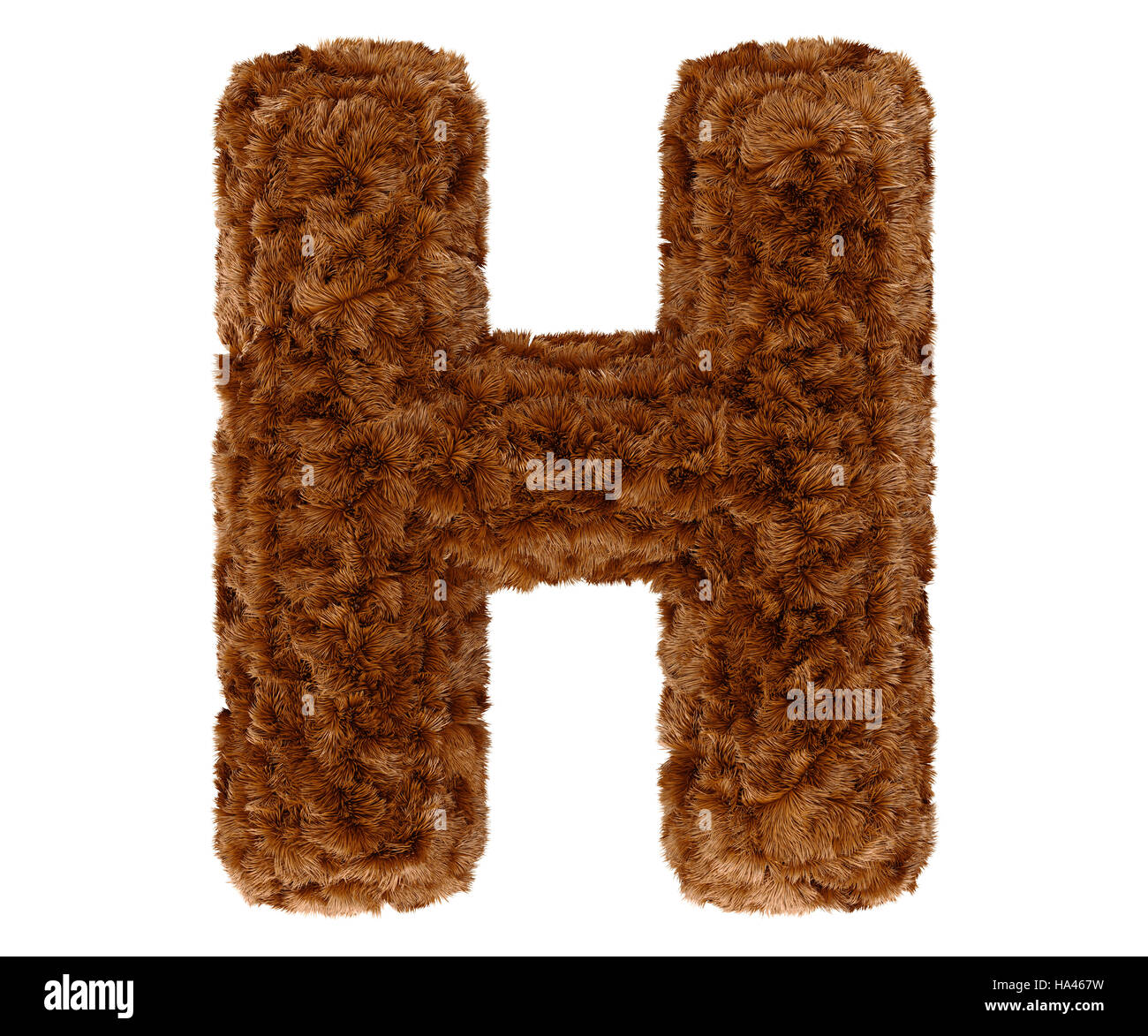 Wild animal brown bushy bear decorative fur alphabet capital letter H ...