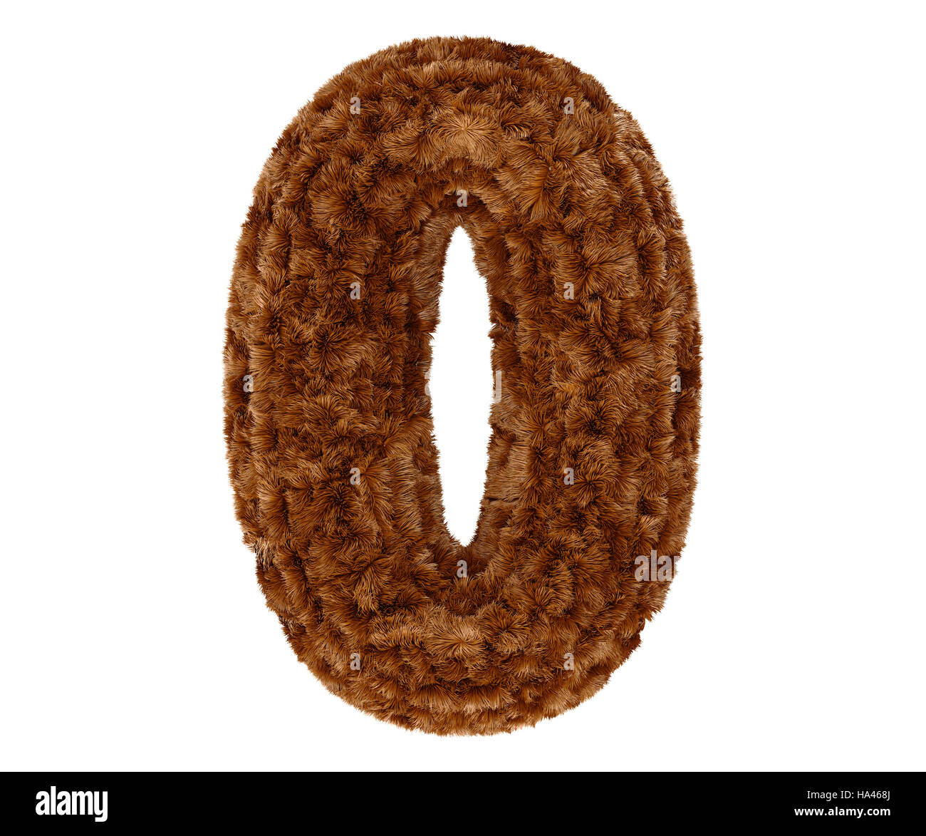 Wild animal brown bushy bear decorative fur alphabet golden digit zero ...
