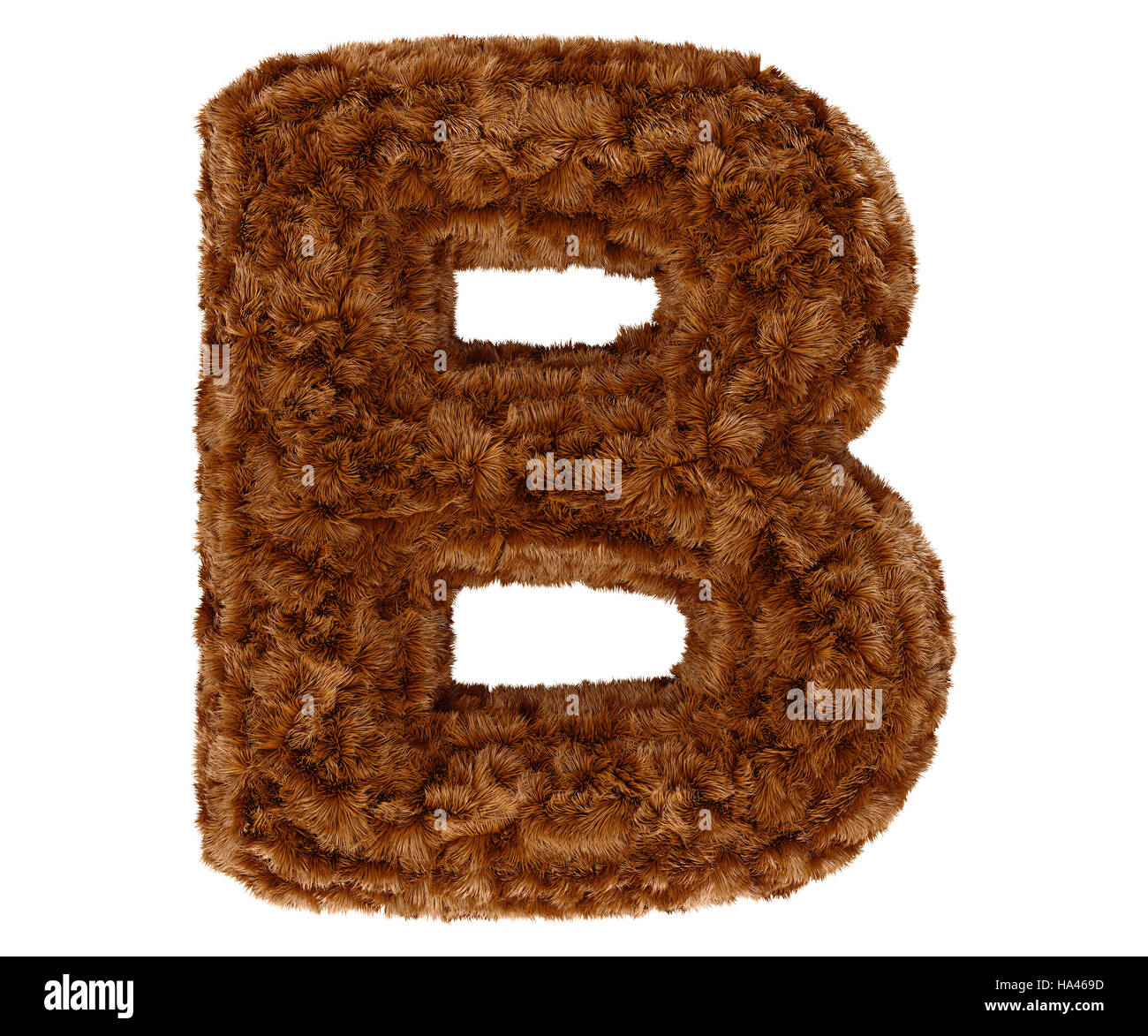 Wild animal brown bushy bear decorative fur alphabet capital letter B ...